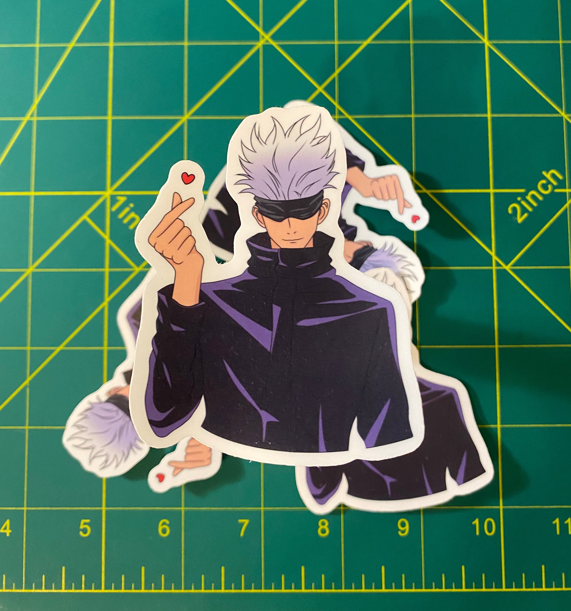Satoru Gojo Jujutsu Kaisen Finger Heart Vinyl Sticker | Etsy Nederland