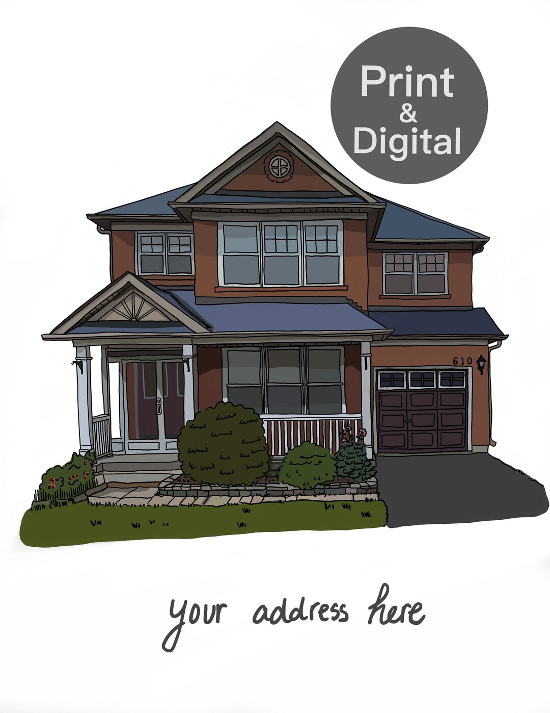 Custom House Portrait | Customized Illustration Home Drawing From Photo ...