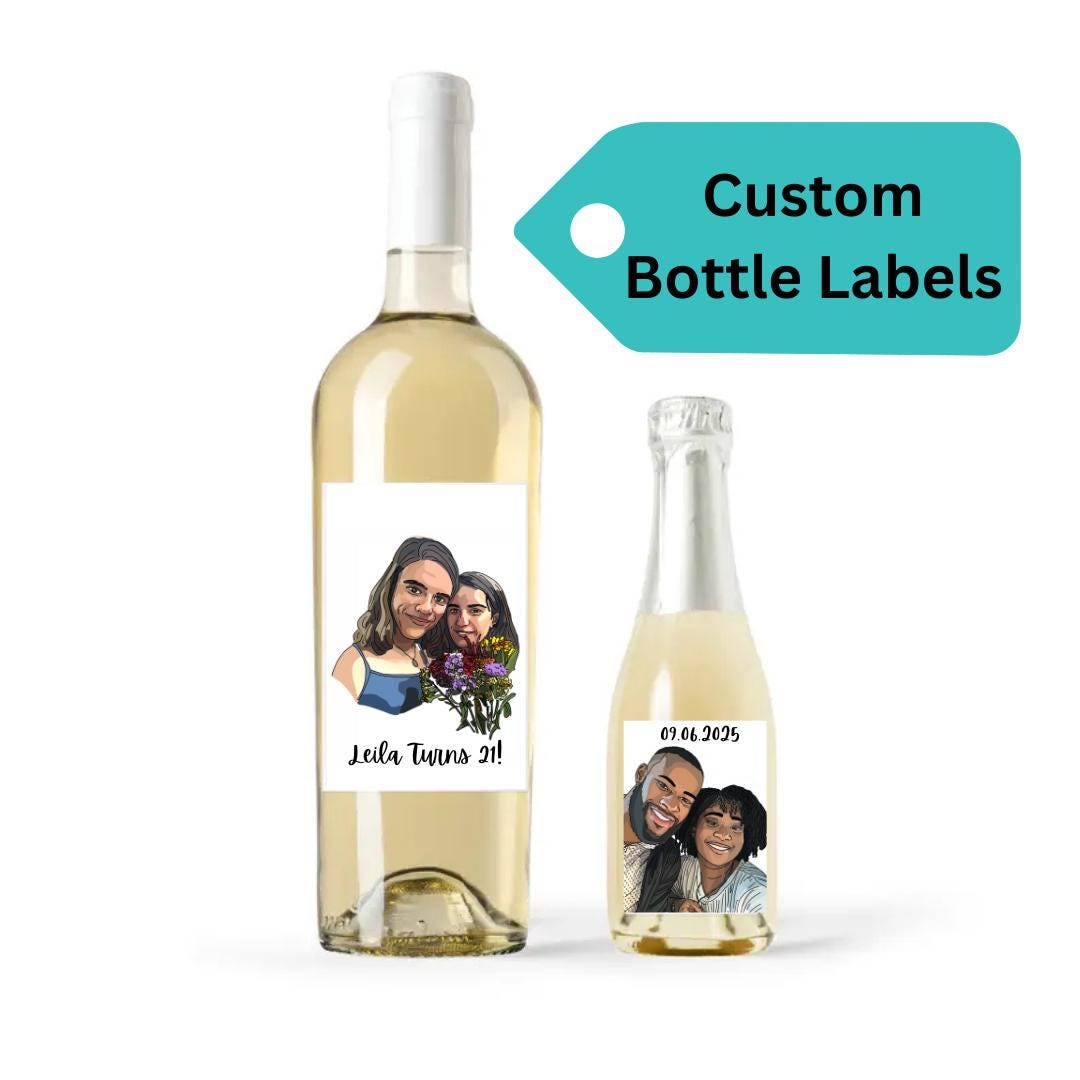 Custom Hand-drawn Photo Wine Labels | Personalized Portrait Bottle ...
