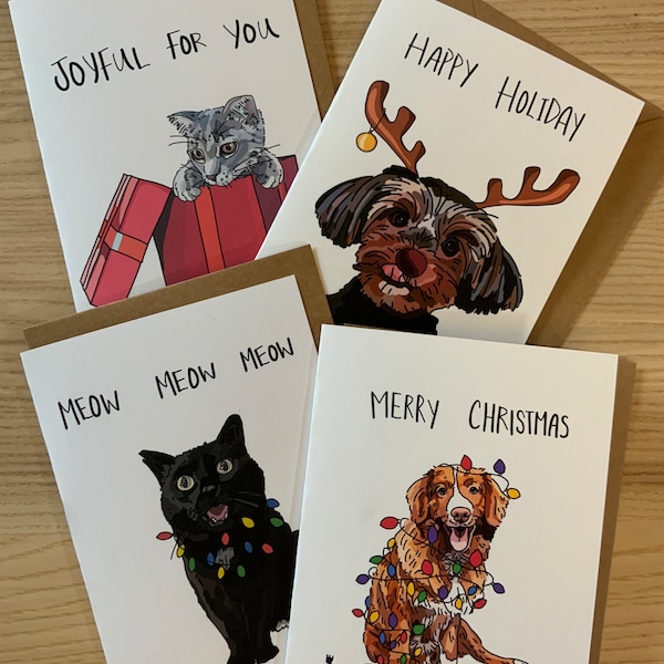 Cat Holiday Cards - Etsy