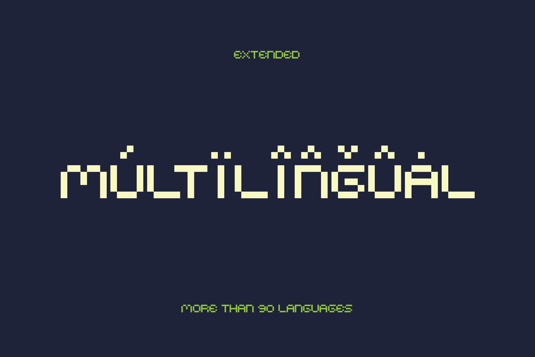 Pixel Font, Multilingual, Cyrillic Alphabet, TTF, OTF, WOFF, WOFF2 ...