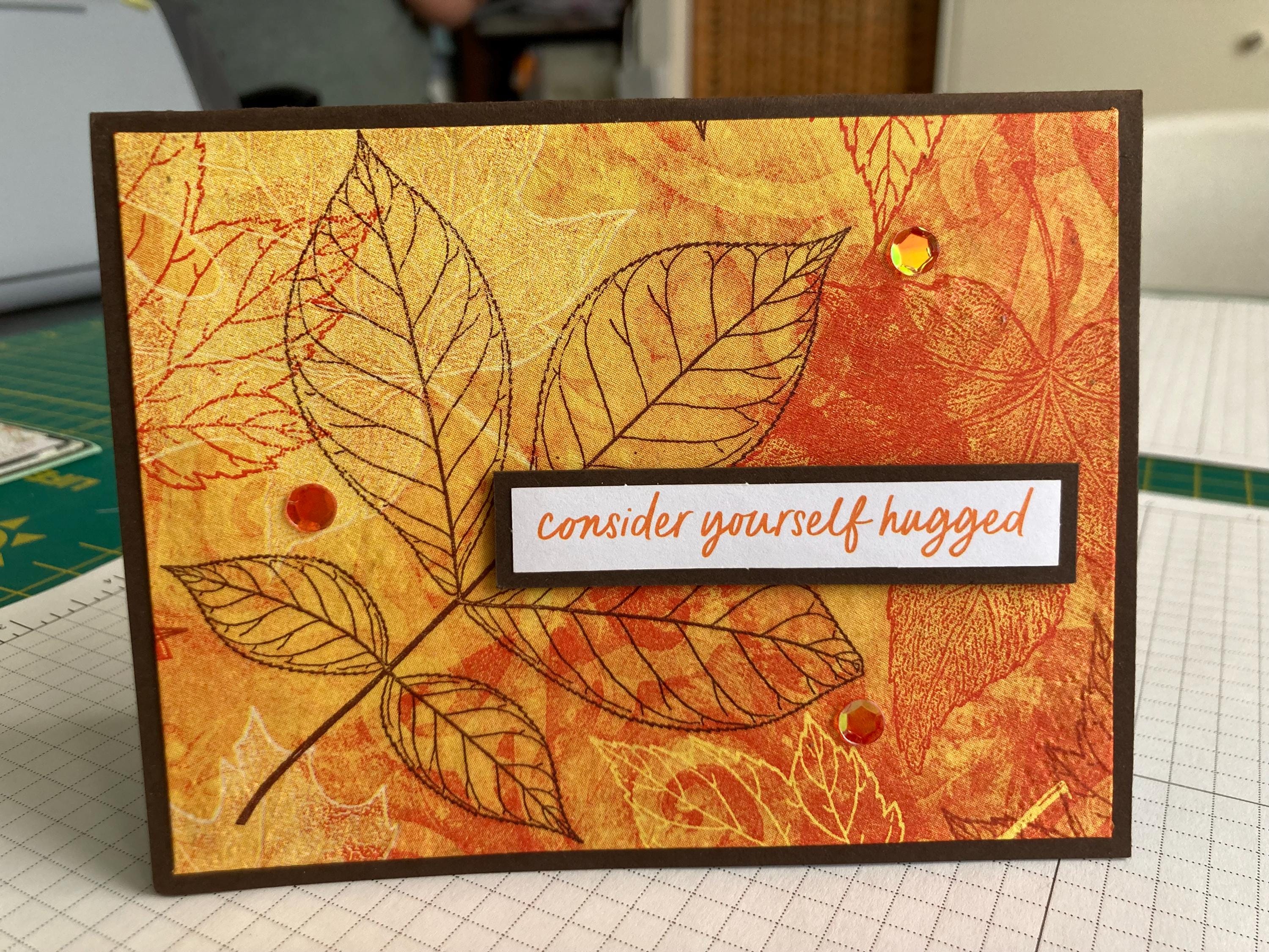 Autumn Leaves Hug Card - Etsy