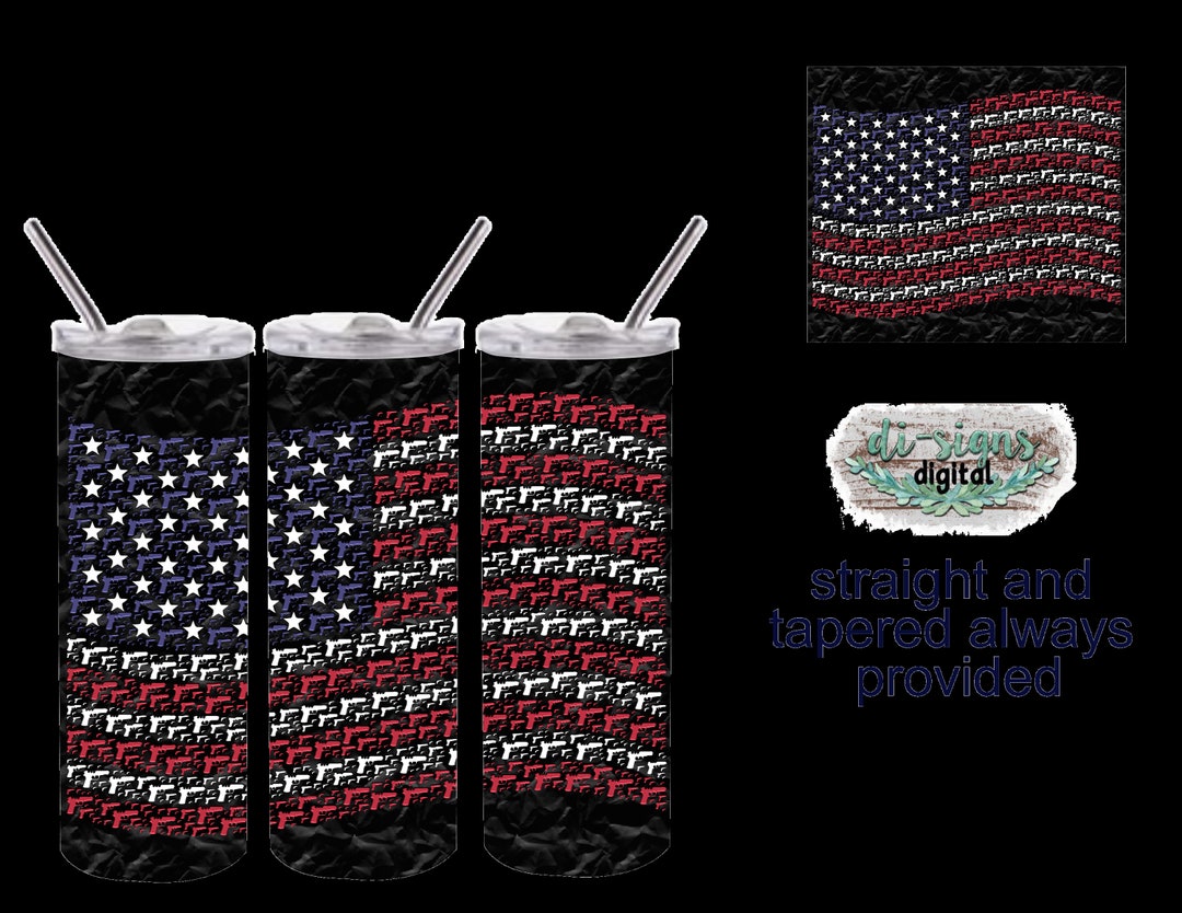 American Flag Guns Digital Design for 20oz Sublimation Tumbler ...