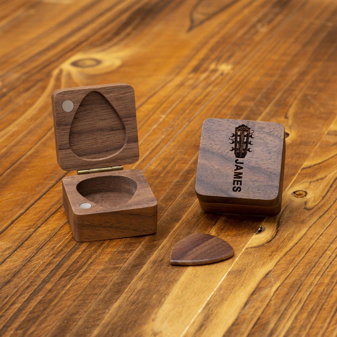 Personalized Wooden Guitar Pick Box, Custom Wood Guitar Picks Case ...