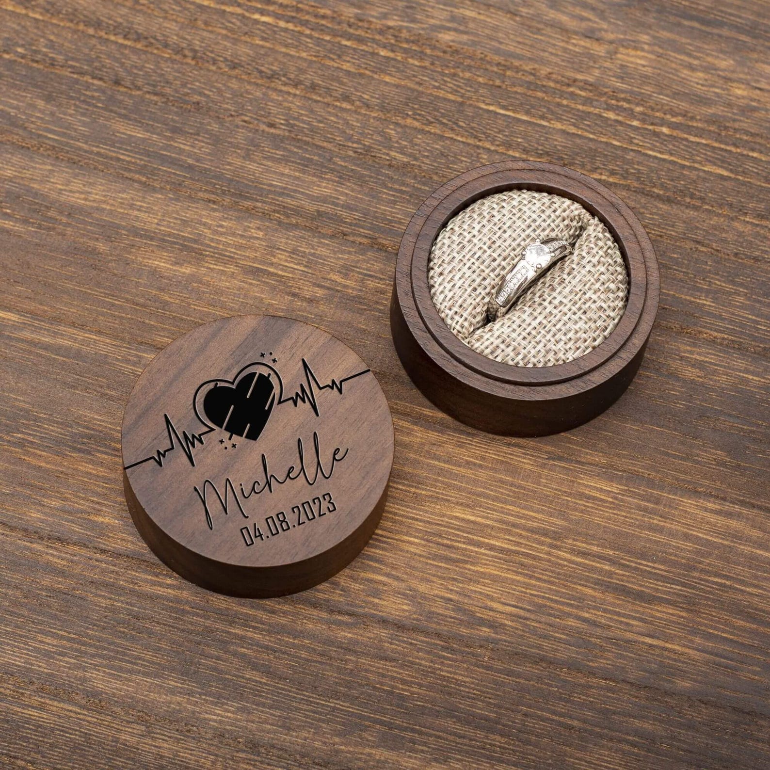 Personalized Walnut Wood Ring Box: Engraved Proposal Ring Holder - Etsy