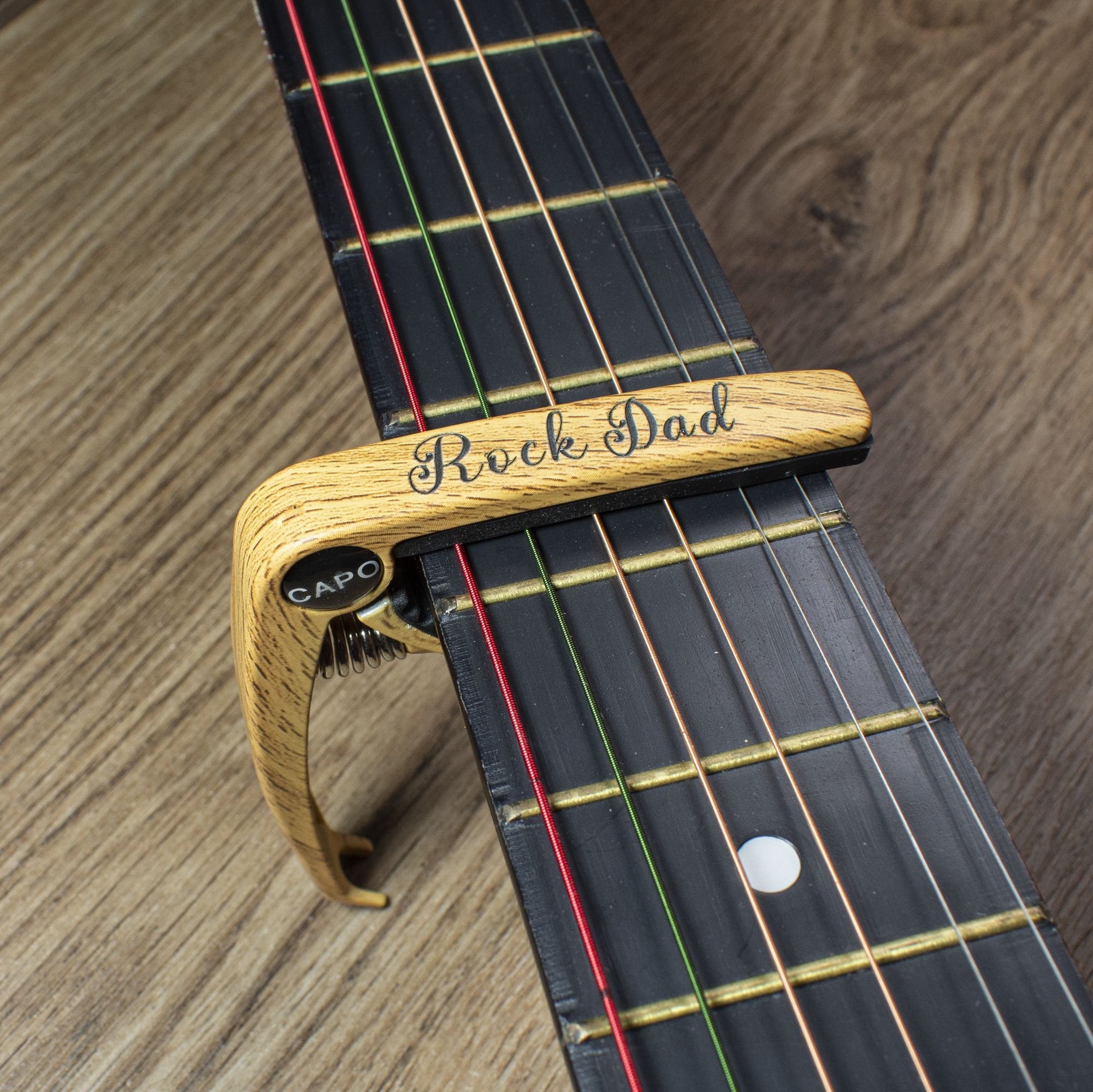 Personalized Wood Grain Metal Guitar Capo Custom Message | Etsy