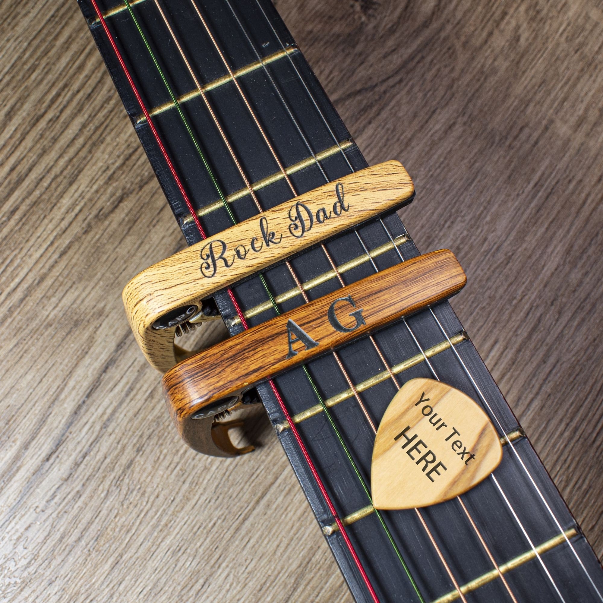 Personalized Wood Grain Metal Guitar Capo Custom Message | Etsy