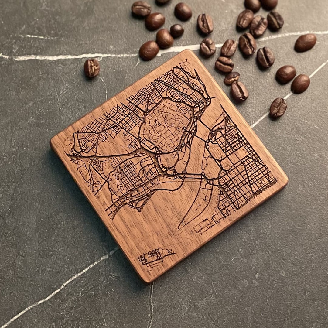Map Coasters, Custom Map Coasters, Square Map Coasters, Gift Ideas, Map ...