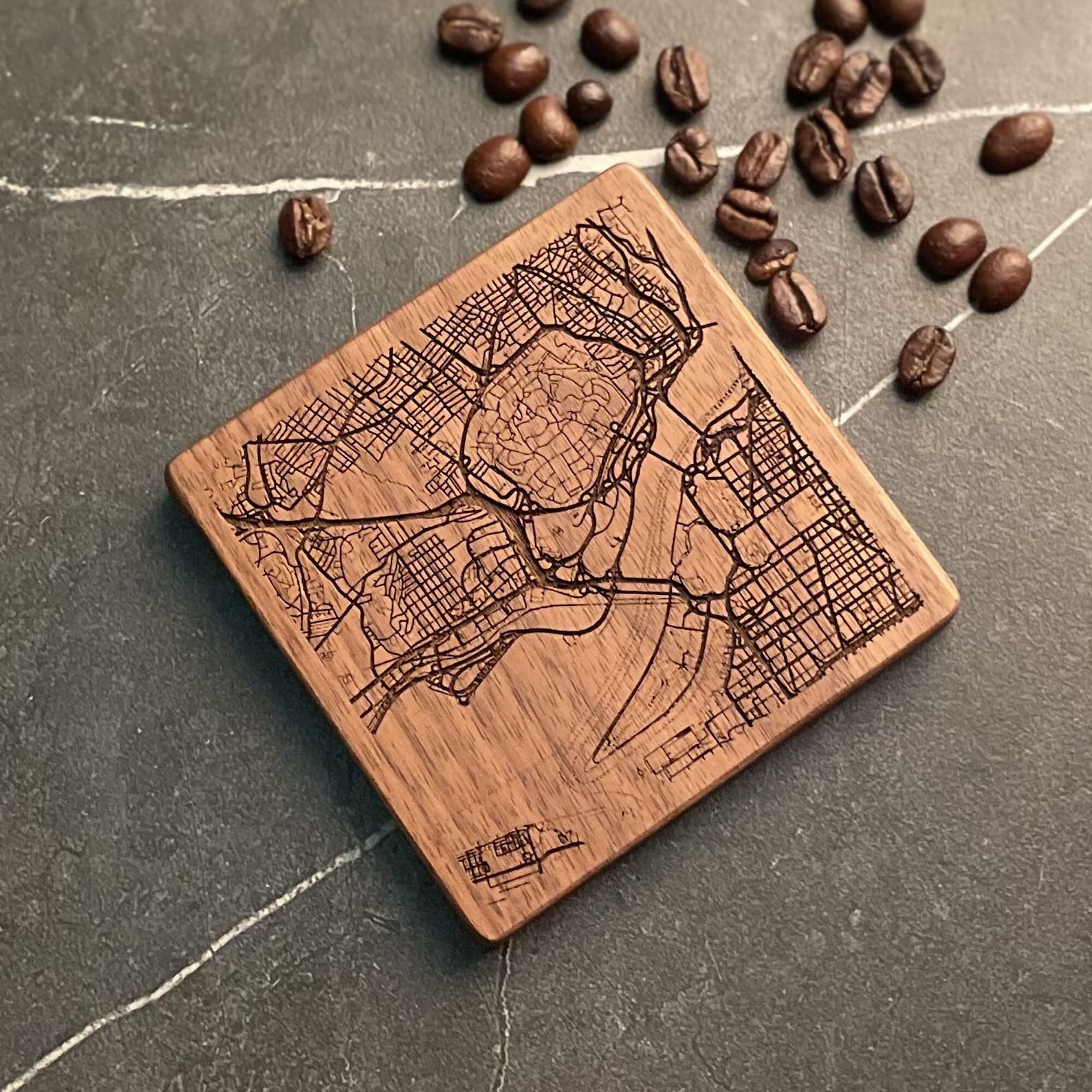 Map Coasters Custom Map Coasters Square Map Coasters - Etsy