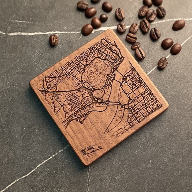 Map Coasters Custom Map Coasters Square Map Coasters - Etsy