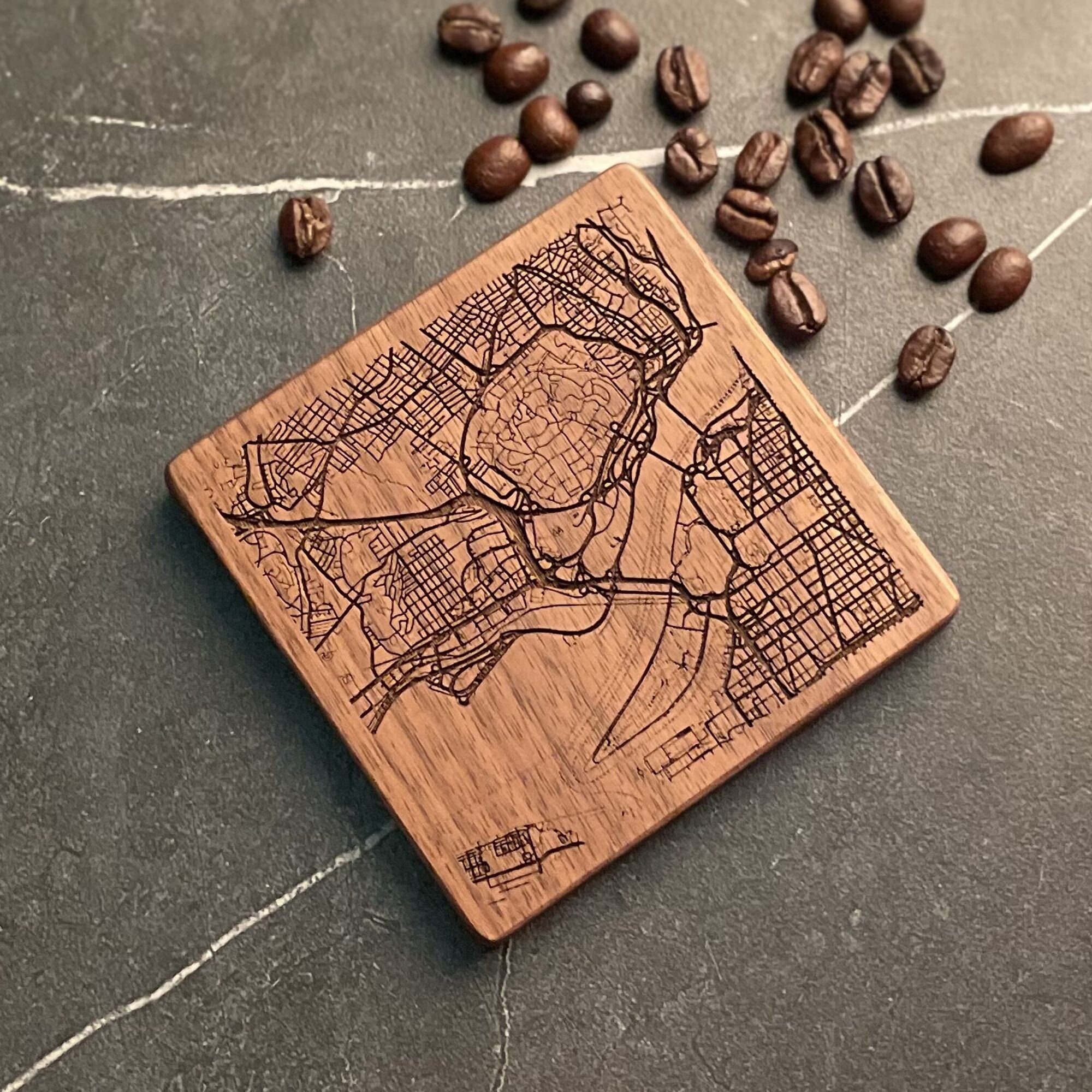 Map Coasters Custom Map Coasters Square Map Coasters - Etsy