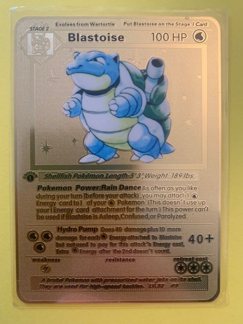Blastoise Pokemon Custom Metal Card/gift/collector/christmas - Etsy