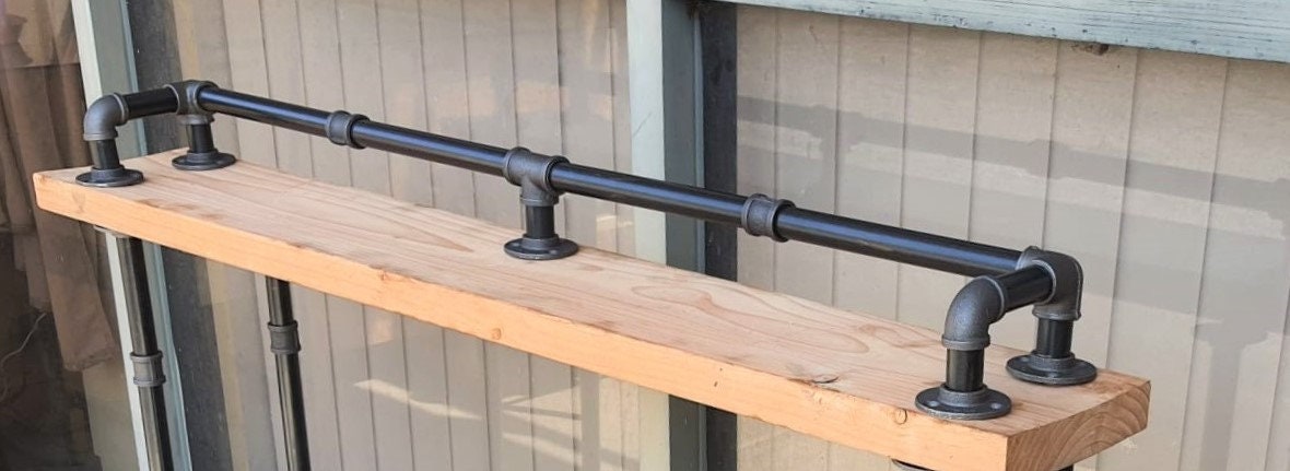 Industrial Black Pipe Drink/bar Rail With Support Brackets, Top Drink ...