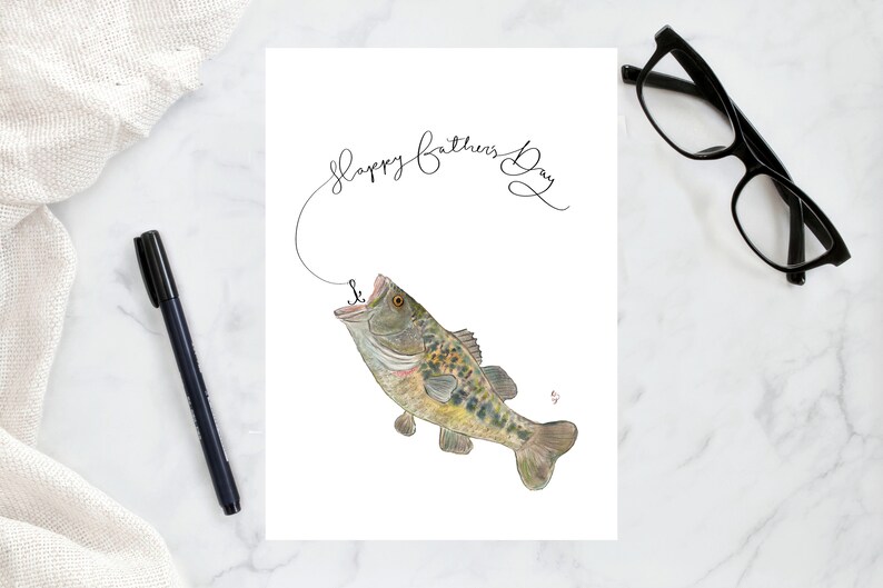 Bass Father's Day Card, Printable, Instant Download PDF, Happy Father's ...