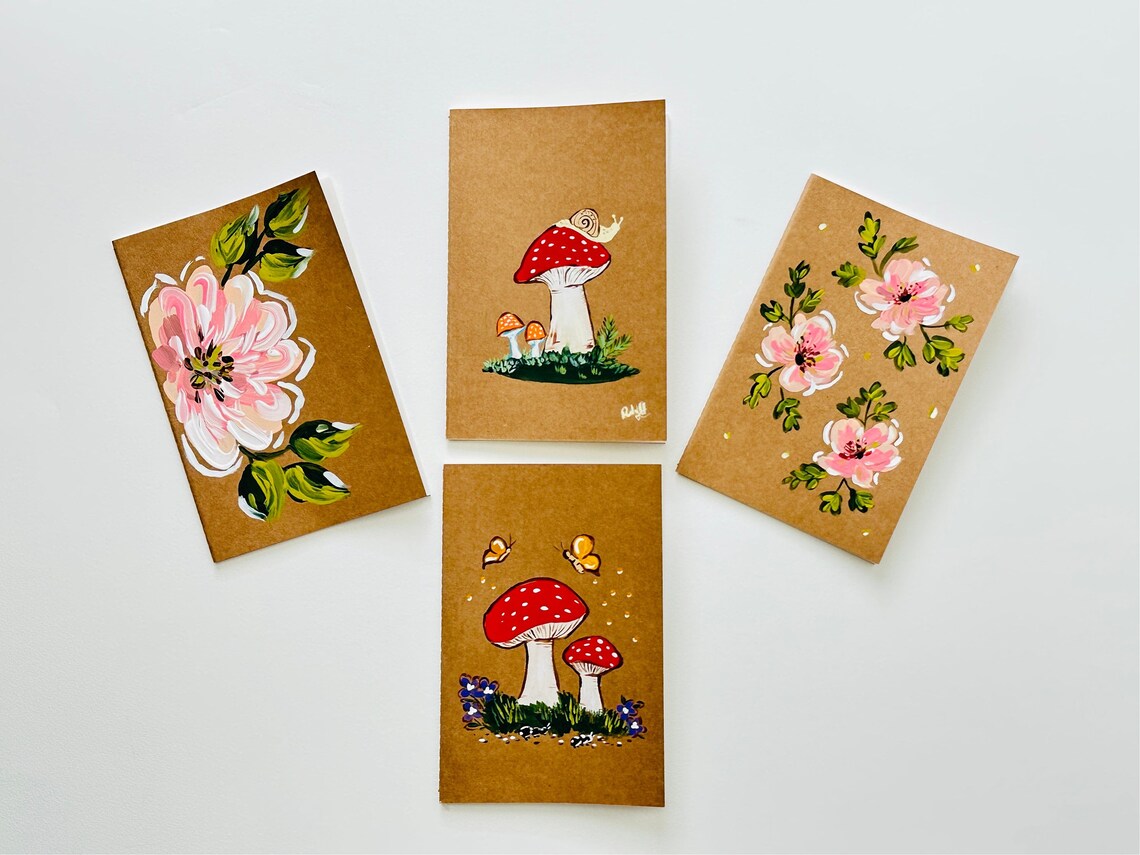 Hand Painted Journal, Hand Painted Cover Journal, Floral Painting, Original Painting, Custom ...