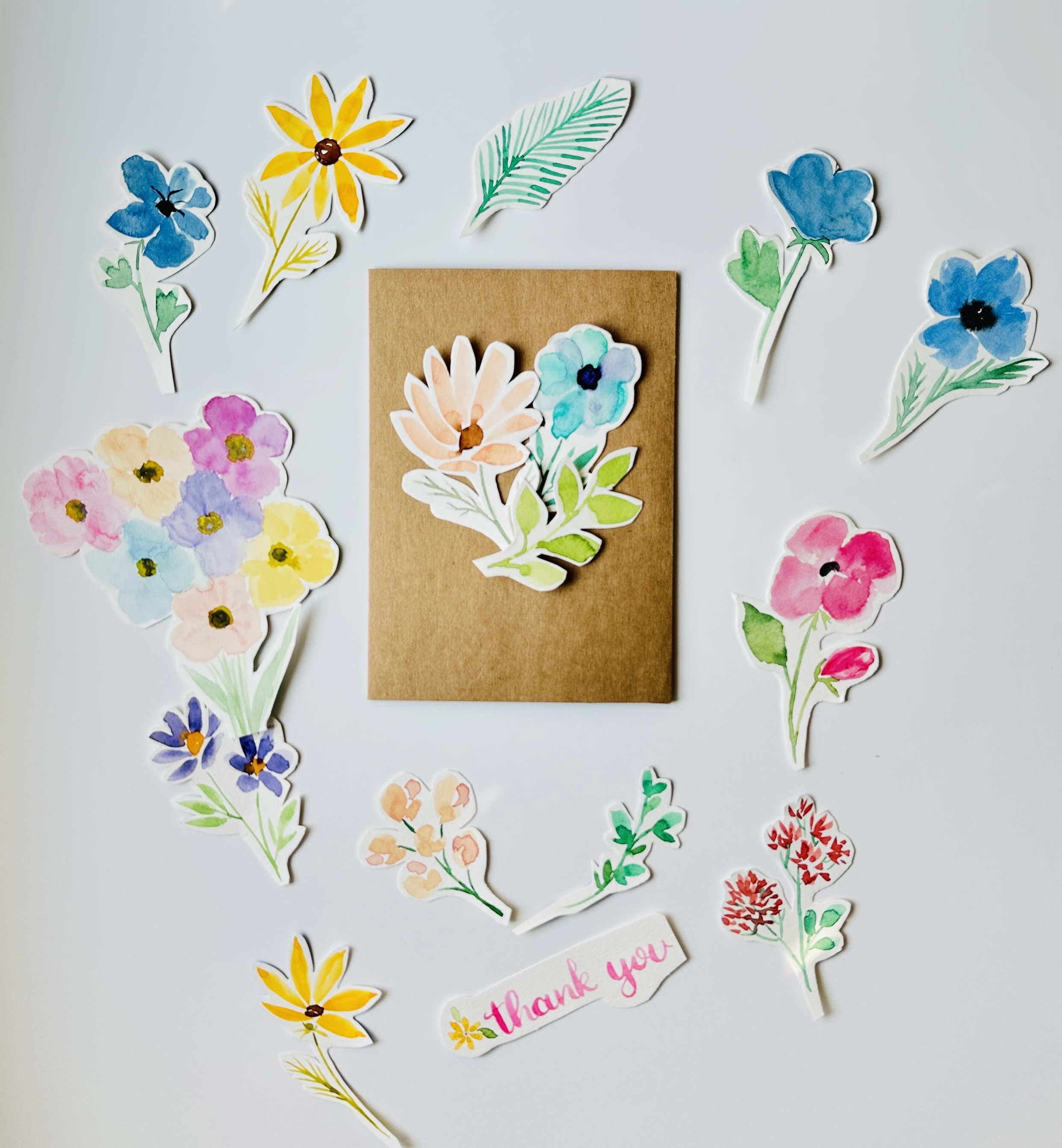 Original Watercolor Flowers Cut Outs, Handpainted, Perfect for ...