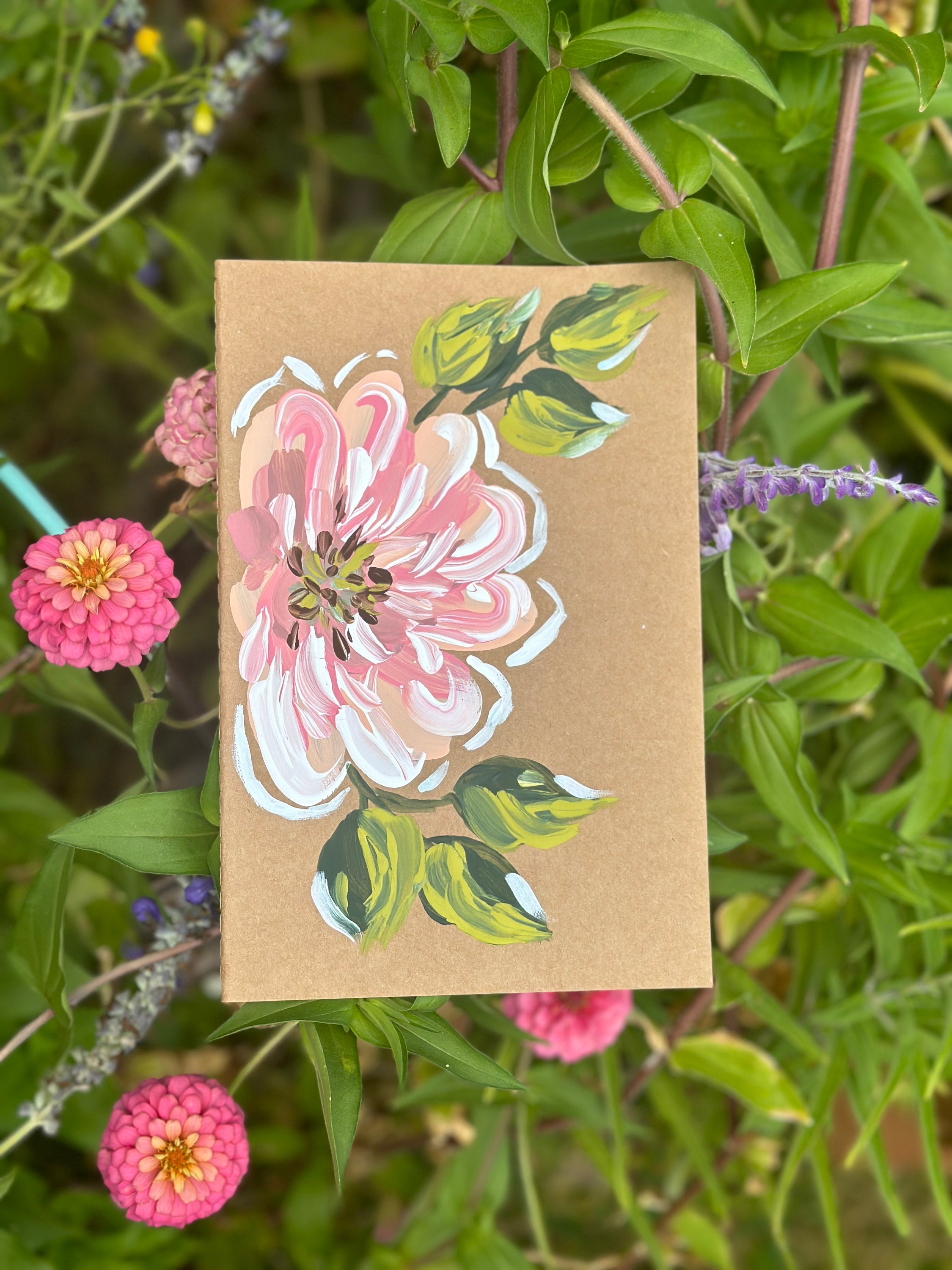 Hand Painted Journal, Hand Painted Cover Journal, Floral Painting ...