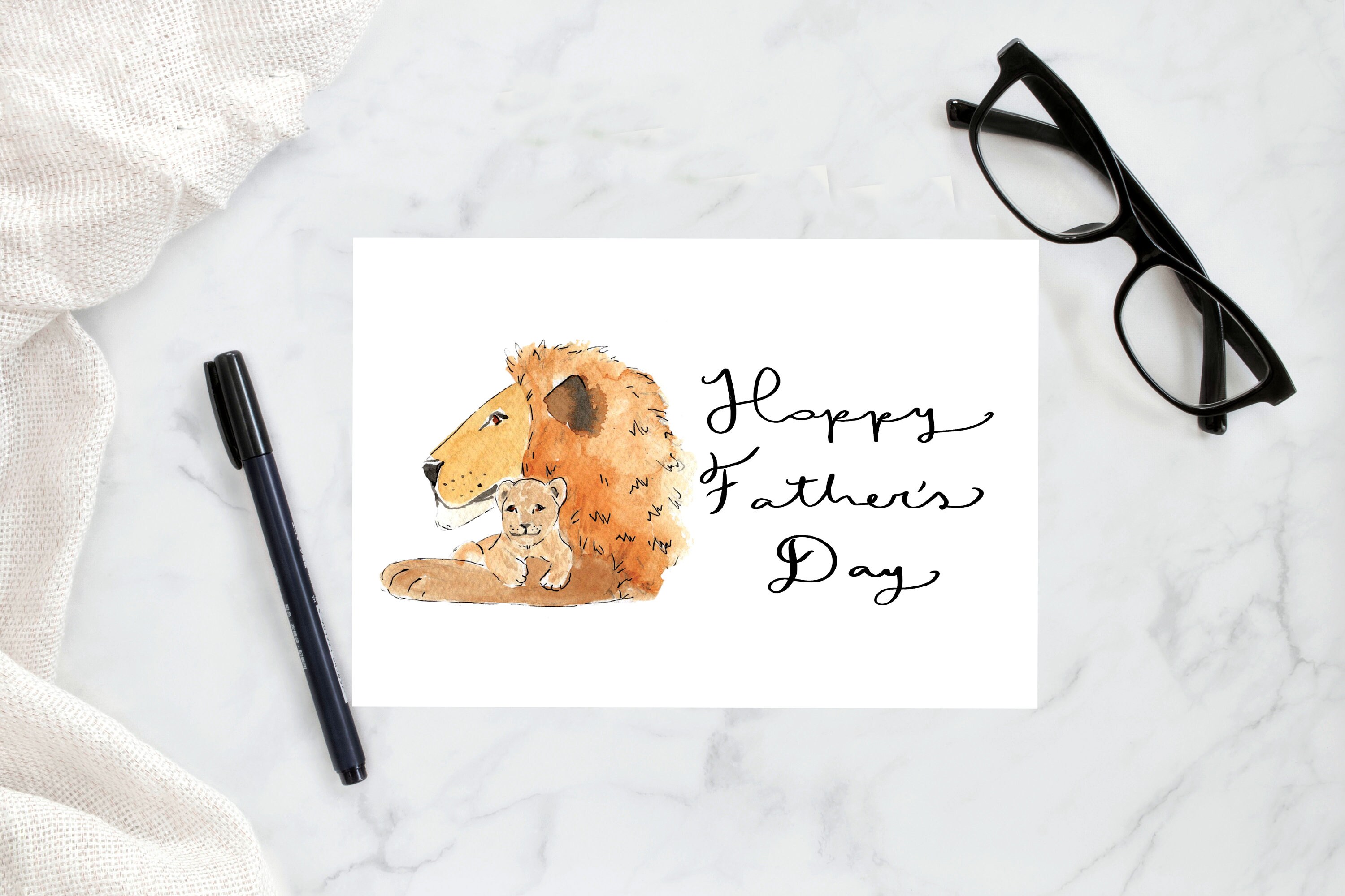 Lion Father's Day Card, Printable,instant Download PDF, Lion and Cub ...