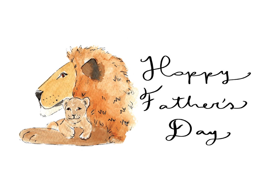Lion Father's Day Card, Printable,instant Download PDF, Lion and Cub ...