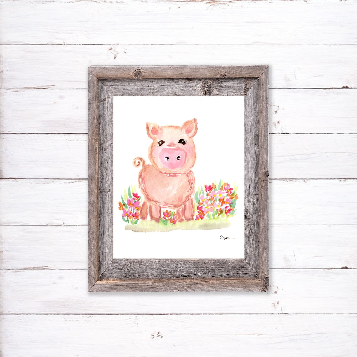 Pig Greeting Card Printable, Watercolor Pig Greeting Card, Pig Card ...