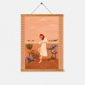 Woman Reading Art Print, Framed Boho Wall Art Print, Librarian Gift ...