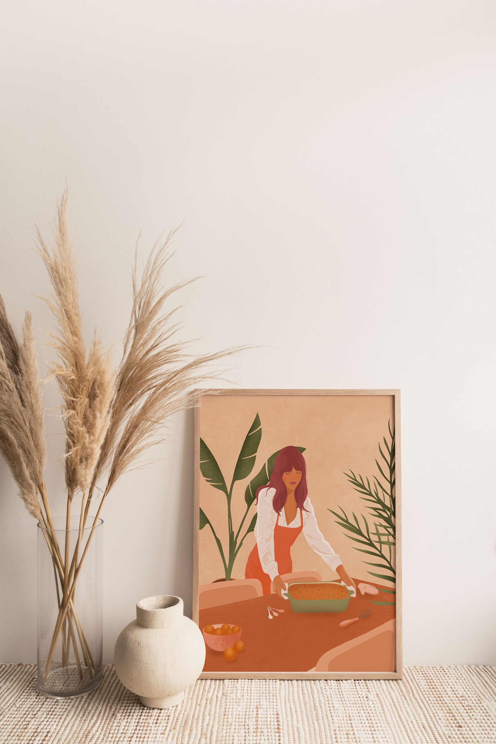 Woman Cooking Wall Art Peaceful Botanical Print Kitchen | Etsy