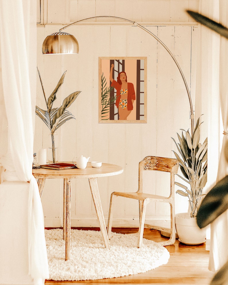 Woman Sunbathing Art Print Summer Poster Peaceful Wall Art - Etsy