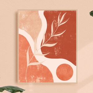 Abstract Terracotta Poster, Mid Century Modern Wall Art, Minimalist ...