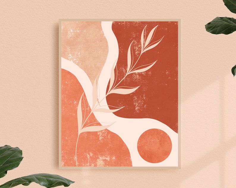 Abstract Terracotta Poster Mid Century Modern Wall Art - Etsy