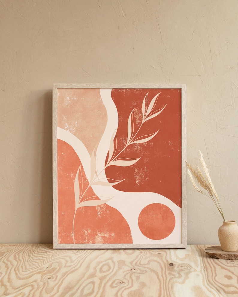 Abstract Terracotta Poster Mid Century Modern Wall Art - Etsy