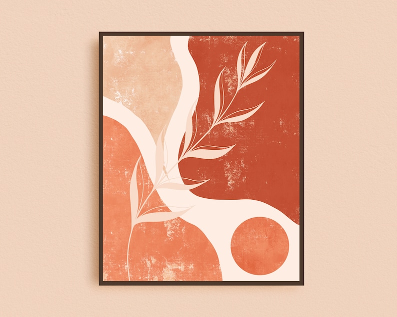 Abstract Terracotta Poster Mid Century Modern Wall Art | Etsy