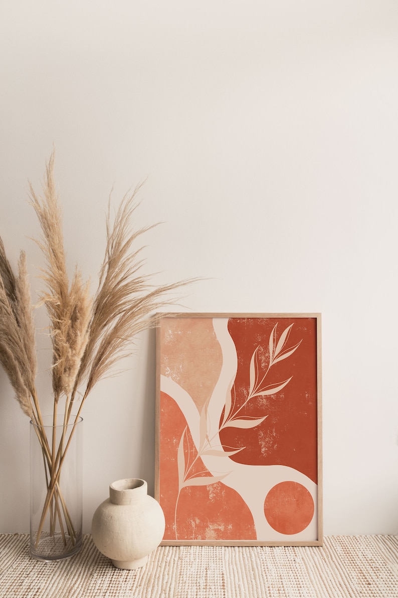 Abstract Terracotta Poster Mid Century Modern Wall Art | Etsy