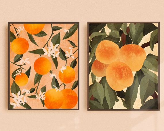 Set of 2 Citrus Botanical Prints Fruit Art Print Citrus Art | Etsy
