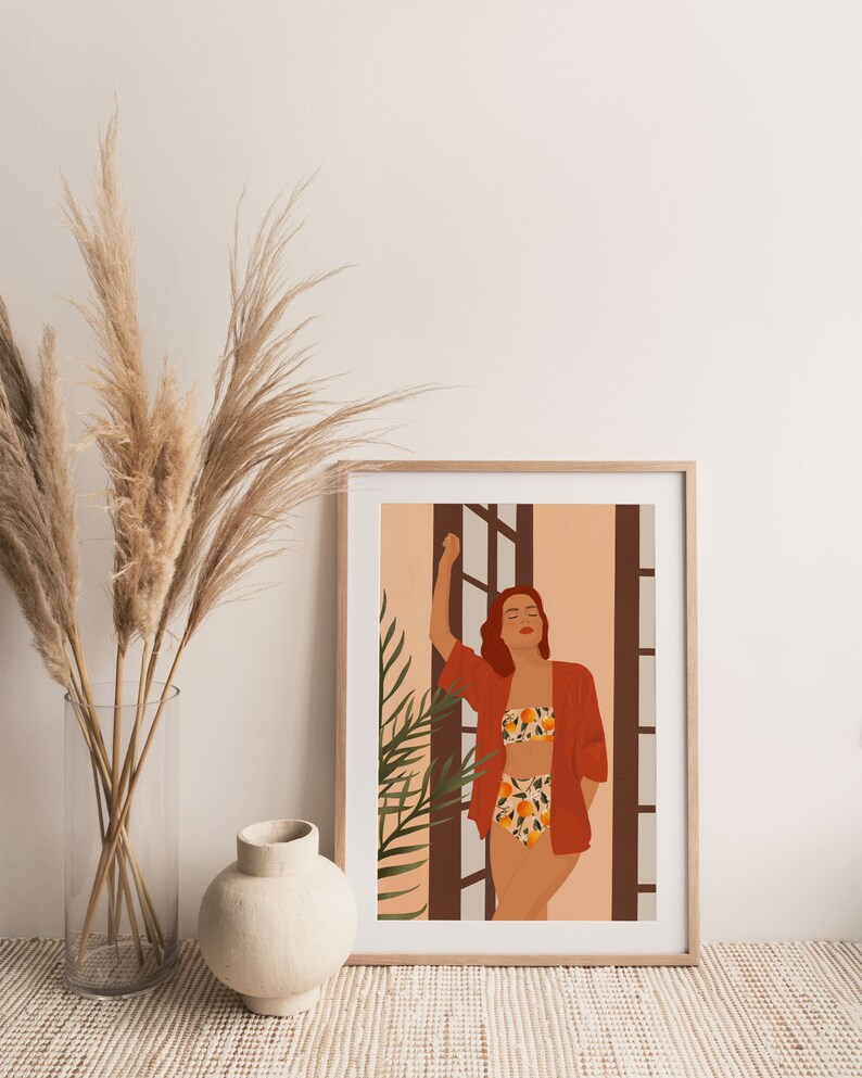 Woman Sunbathing Art Print Summer Poster Peaceful Wall Art - Etsy