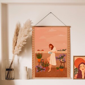 Woman Reading Art Print, Framed Boho Wall Art Print, Librarian Gift ...