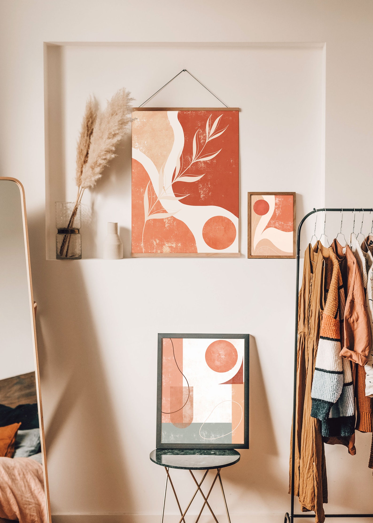 Abstract Terracotta Poster Mid Century Modern Wall Art | Etsy