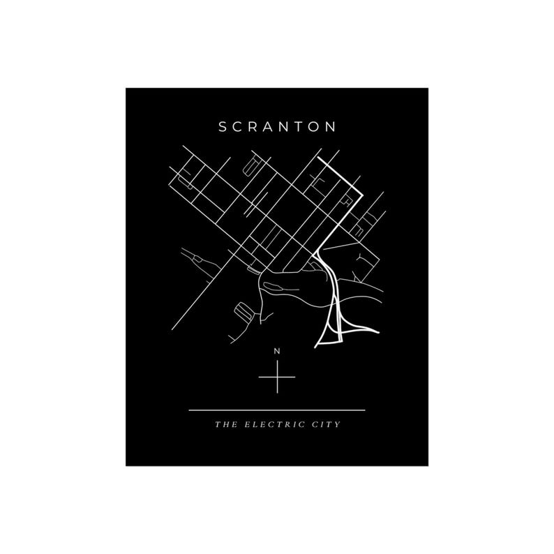 Scranton Map Matte Poster Print - Etsy
