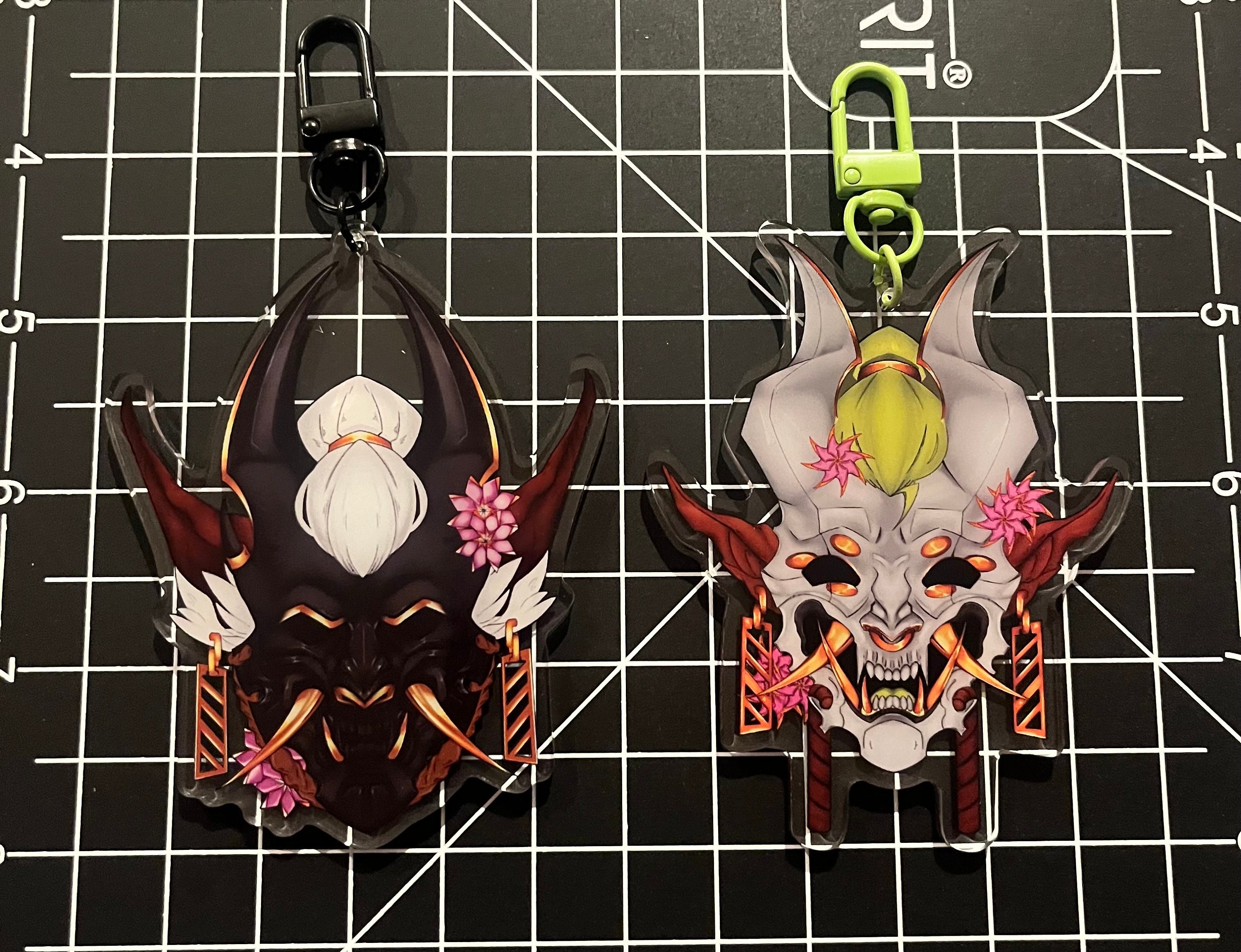 Double Sided Cyberpunk Oni Mask Charms - Etsy