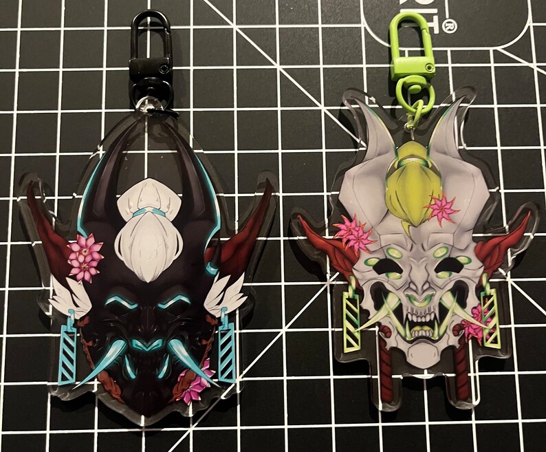 Double Sided Cyberpunk Oni Mask Charms - Etsy