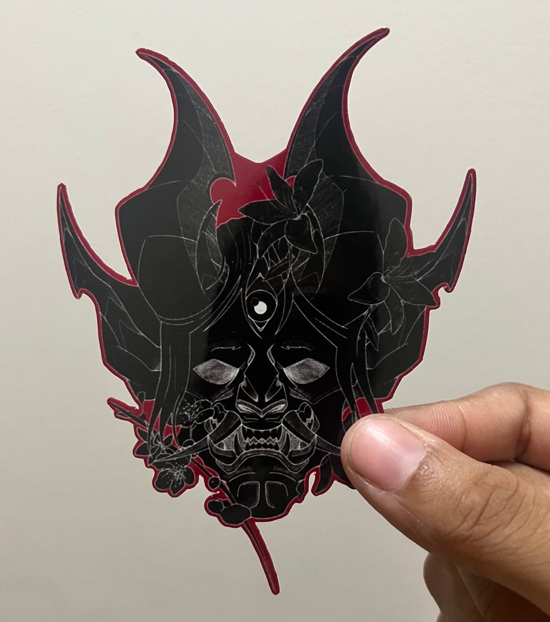 Black and White Japanese Oni Mask Stickers - Etsy