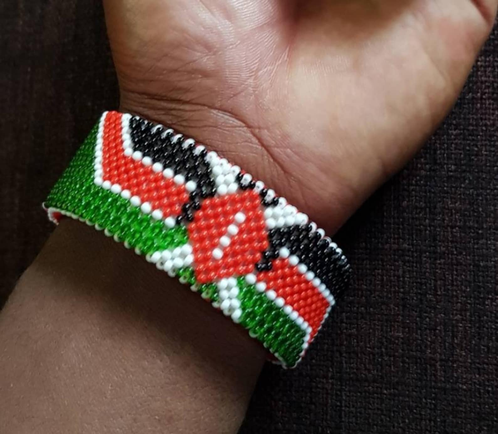 Kenyan Flag Bracelet Personalized Beaded Bracelet Customized Bracelet
