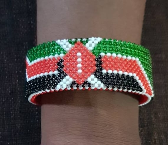 Kenyan flag bracelet Personalized beaded bracelet Customized | Etsy