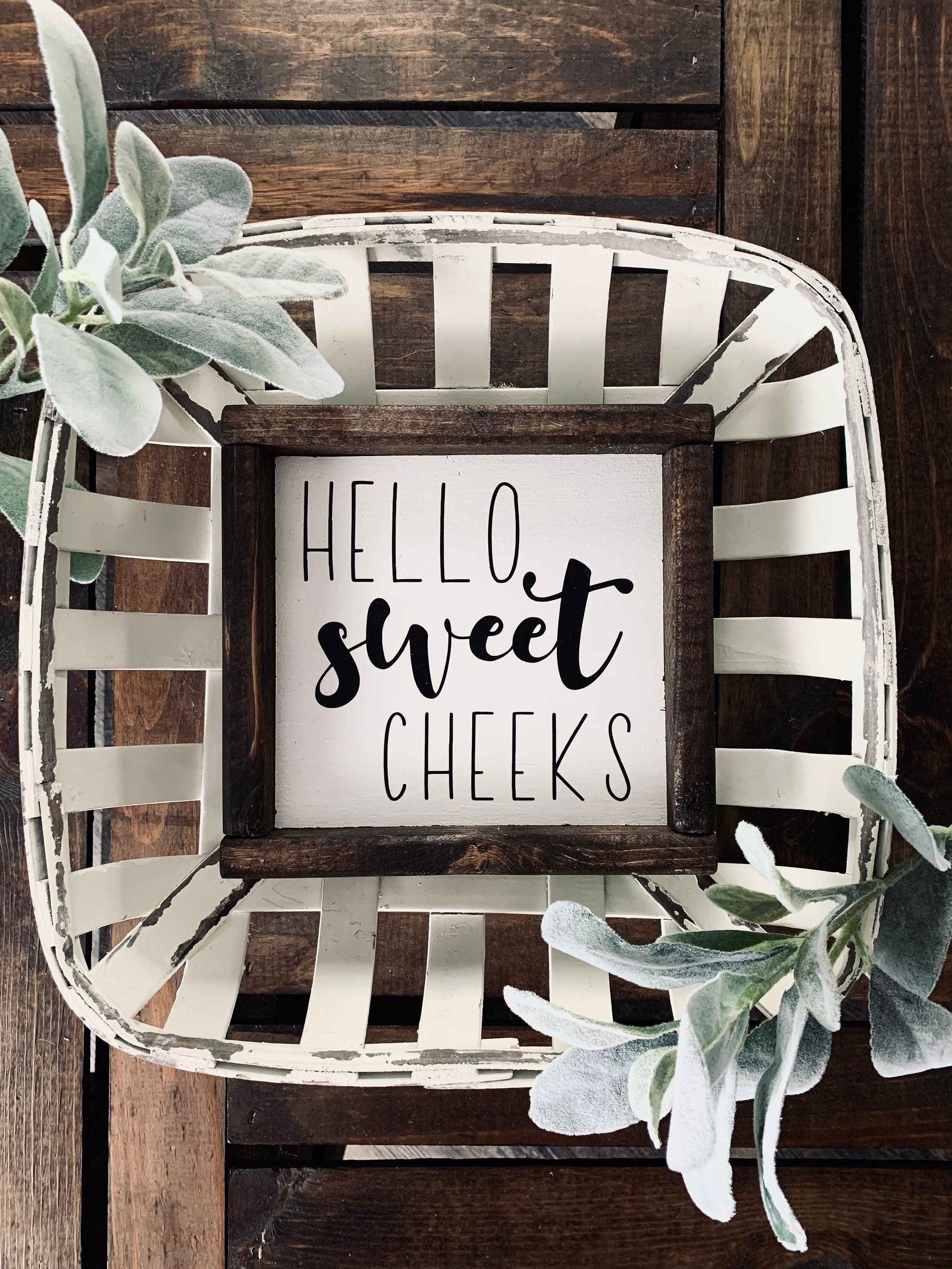 Farmhouse Hello Sweet Cheeks Sign - Bathroom Decor - Home Decor - Funny ...