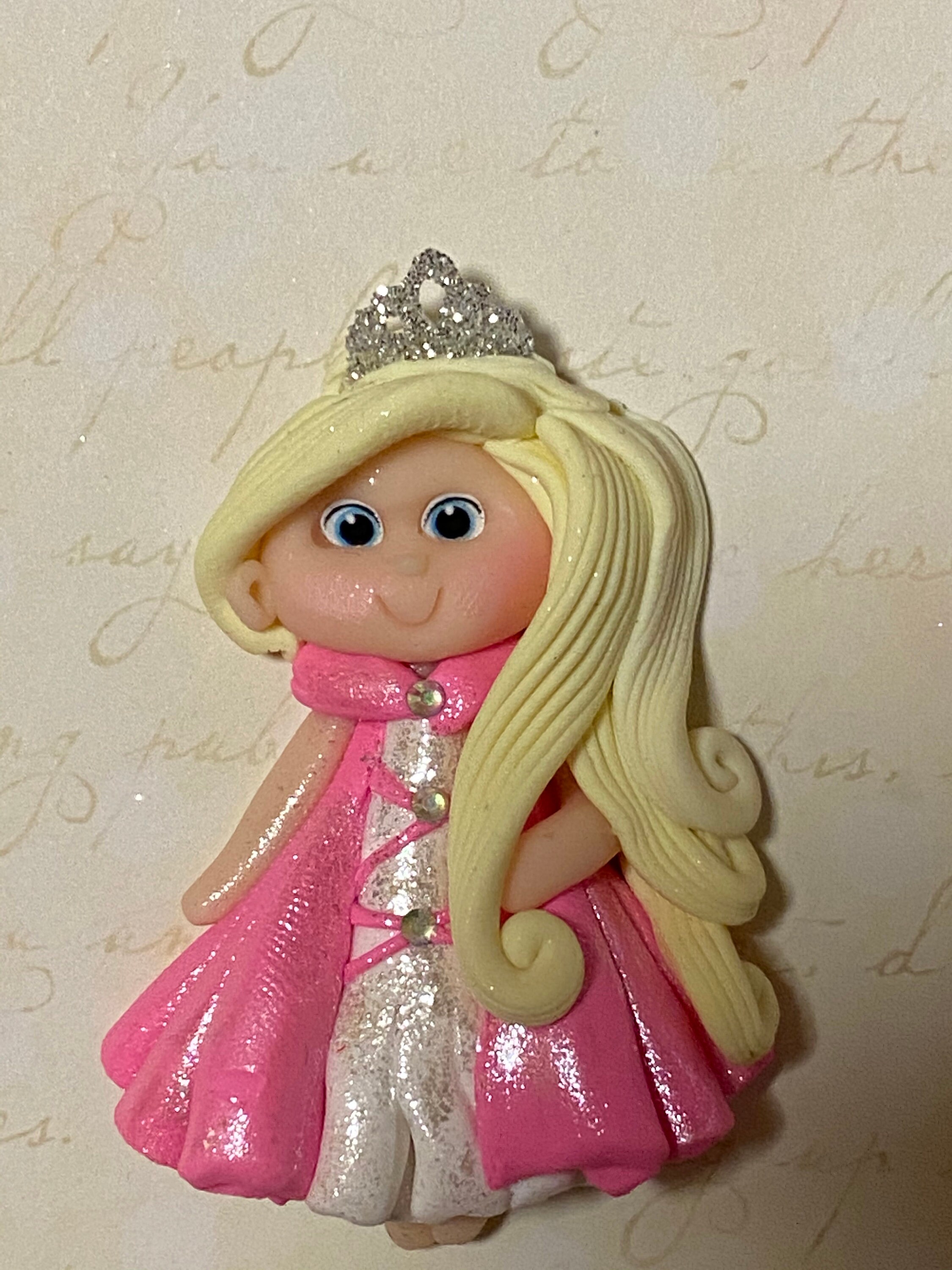 PINK PRINCESS Clay With Blonde Hair Clay Embellishment - Etsy