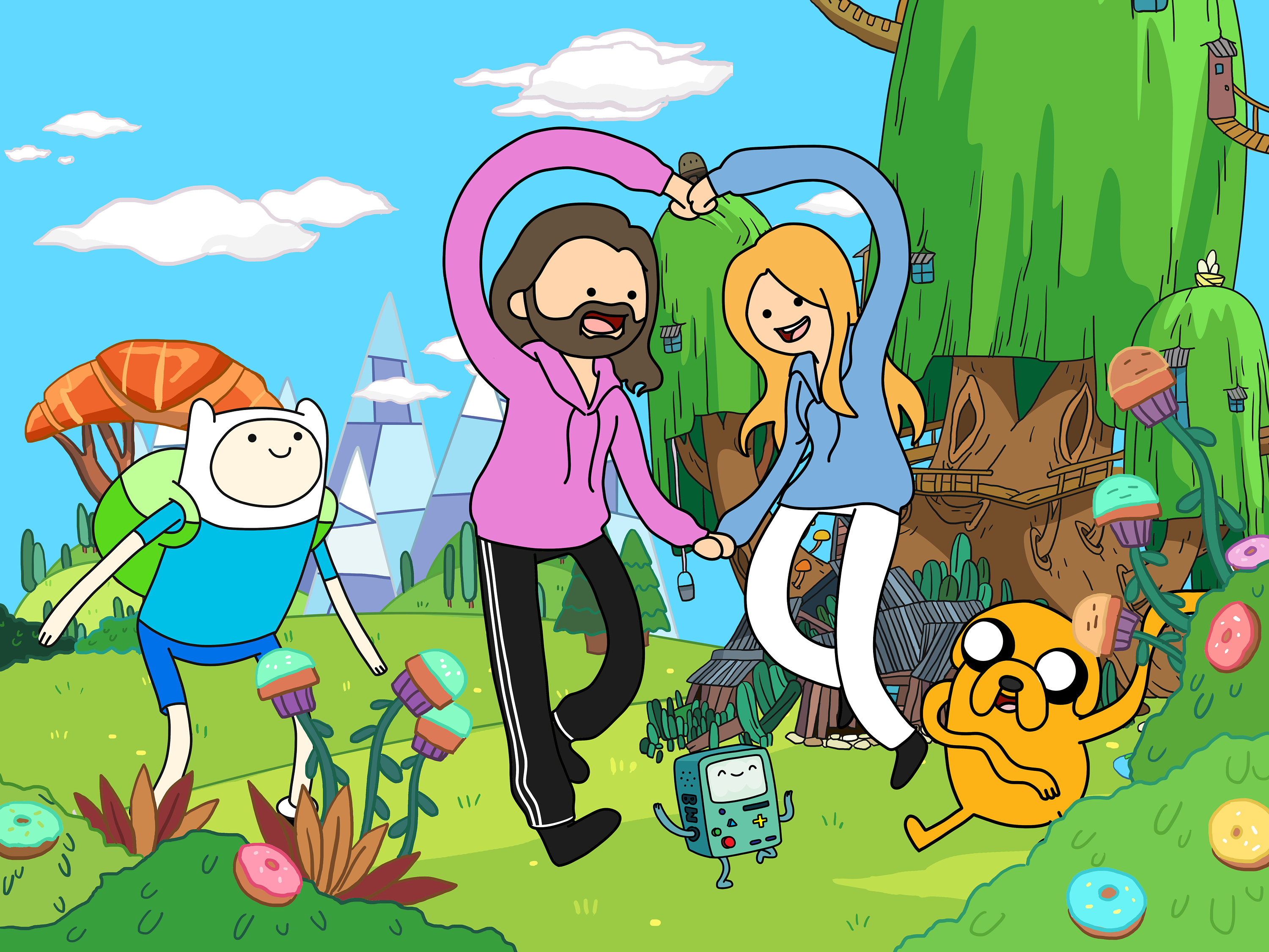 Adventure Time Cartoon Custom Portrait Illustration Couple - Etsy