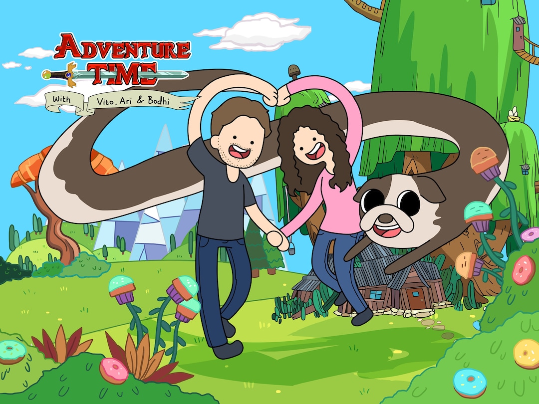 Adventure Time Cartoon Custom Portrait Illustration , Couple Family ...