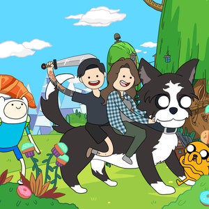 Adventure Time Cartoon Custom Portrait Illustration , Couple Family ...
