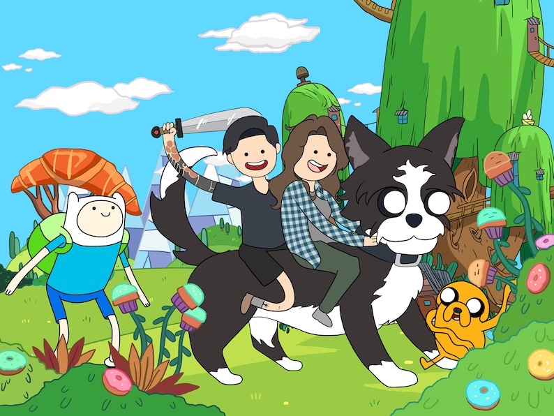 Adventure Time Cartoon Custom Portrait Illustration Couple - Etsy