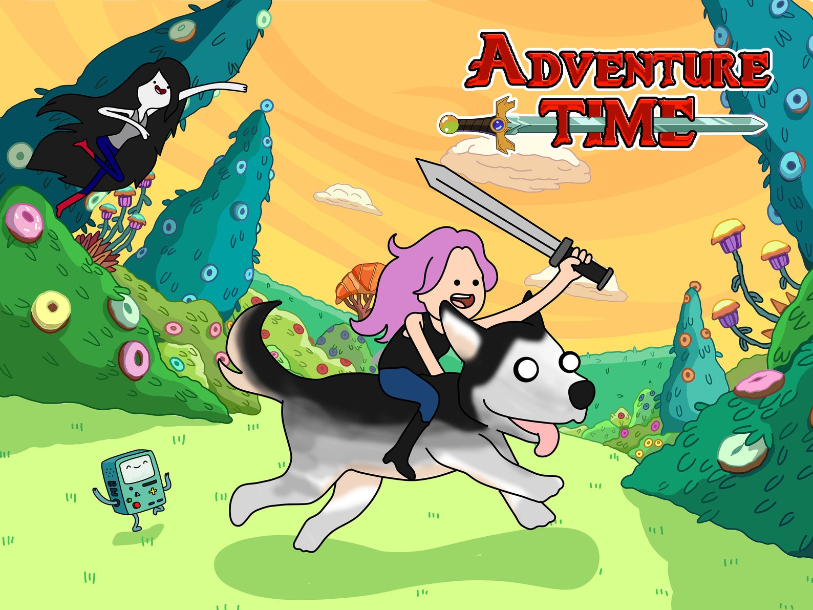Adventure Time Cartoon Custom Portrait Illustration Couple - Etsy