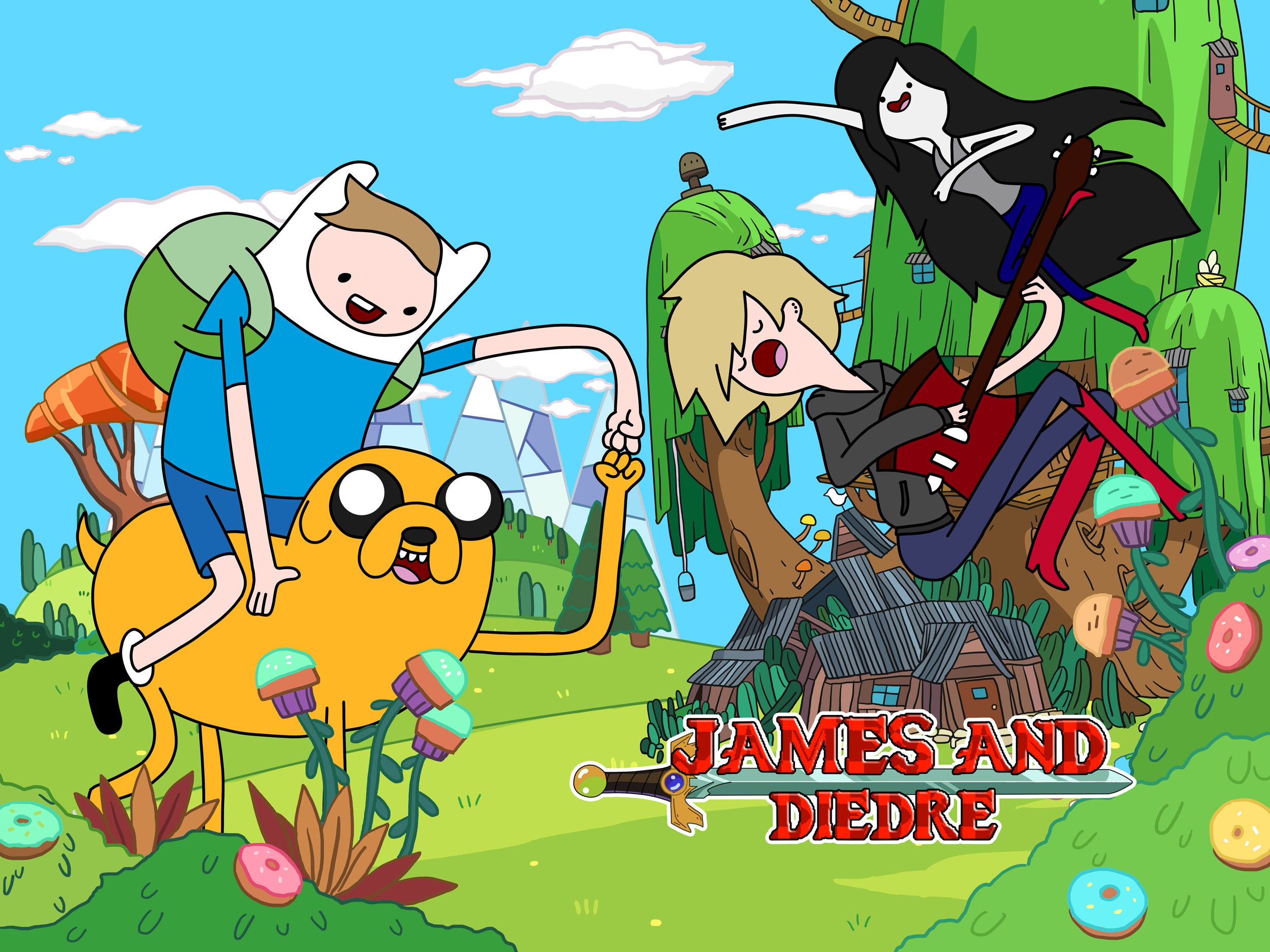 Adventure Time Cartoon Custom Portrait Illustration Couple - Etsy